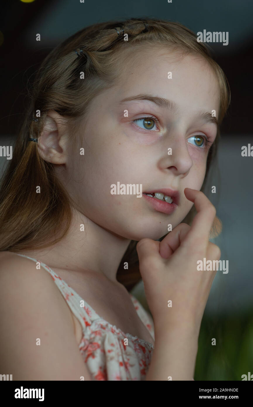 Portrait of a 9 years old female child, portrait concept of a child ...