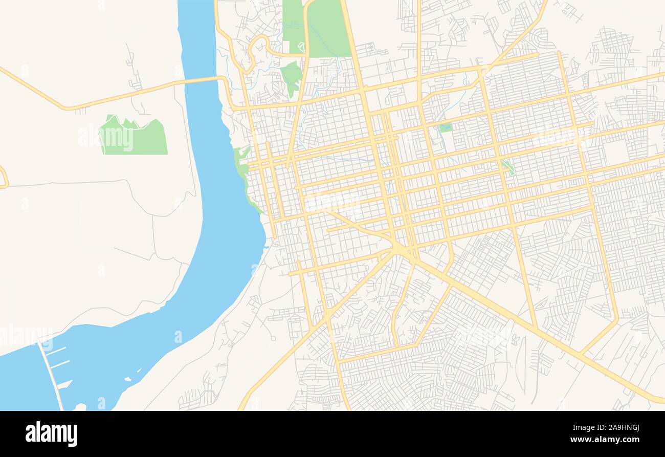 Printable street map of Porto Velho, Brazil. Map template for business ...