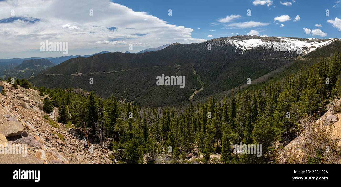 A panoramic view of Hidden Valley from Rainbow Curve Overlook at Rocky ...