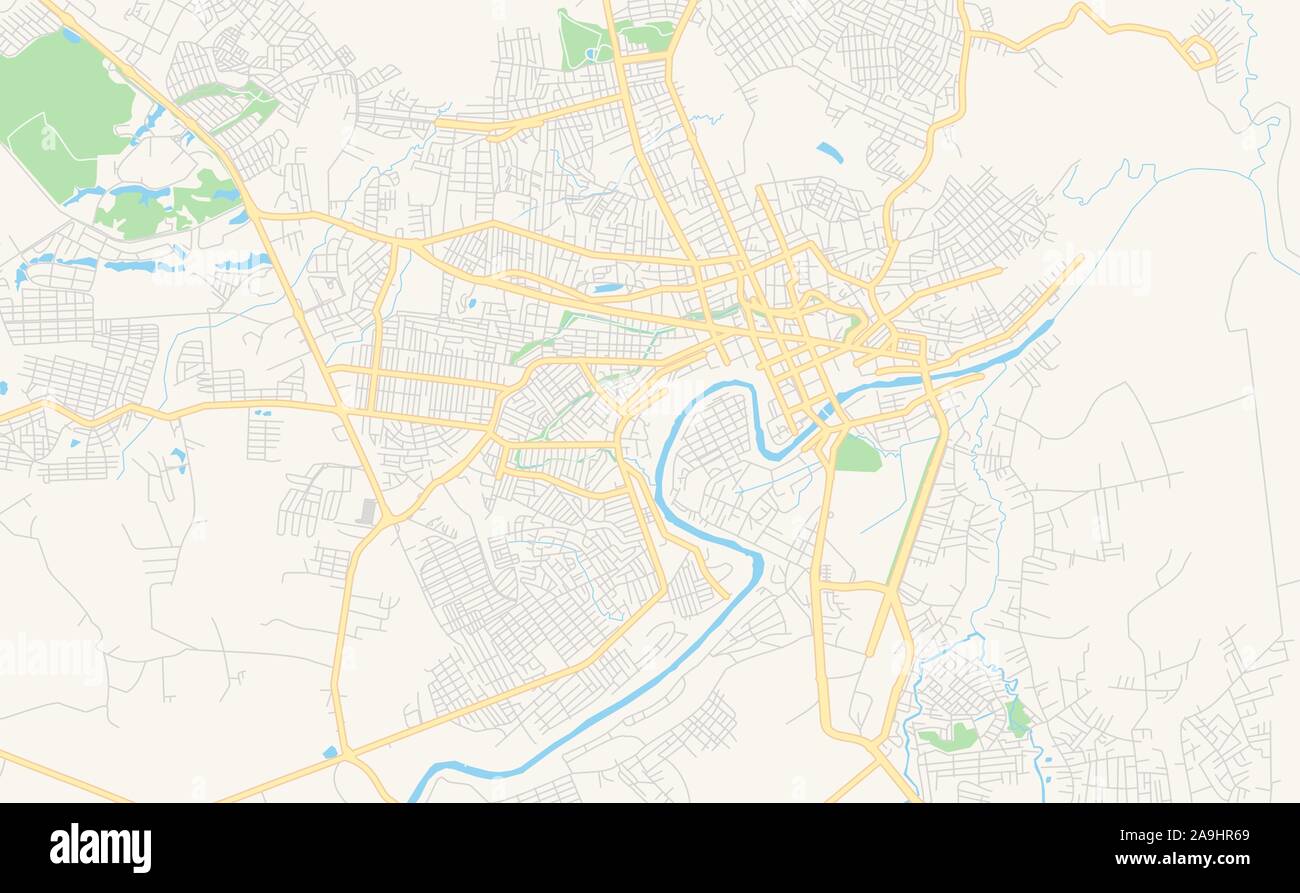 Printable street map of Rio Branco, Brazil. Map template for business ...