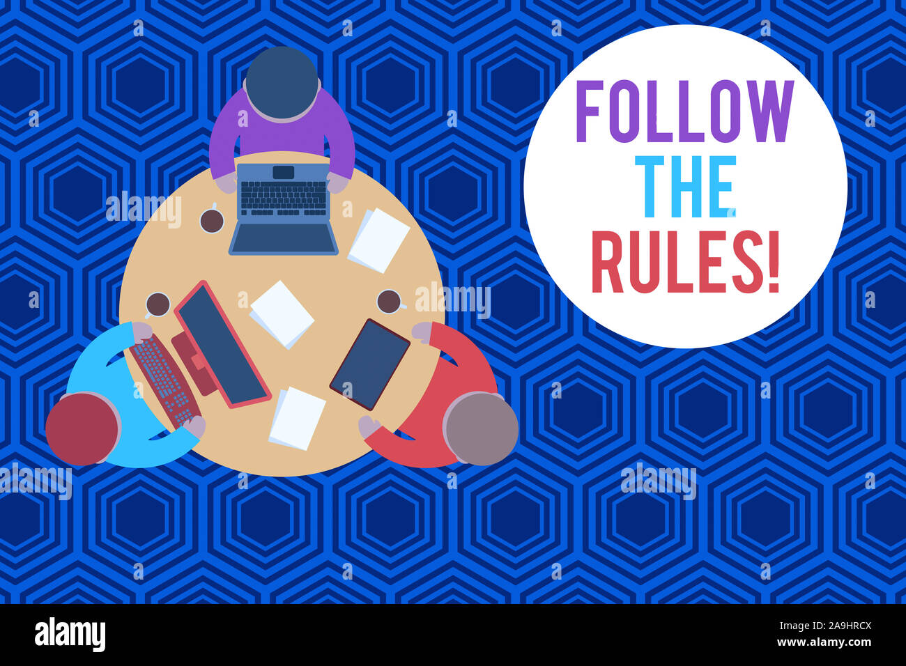 Writing note showing Follow The Rules. Business concept for go with ...