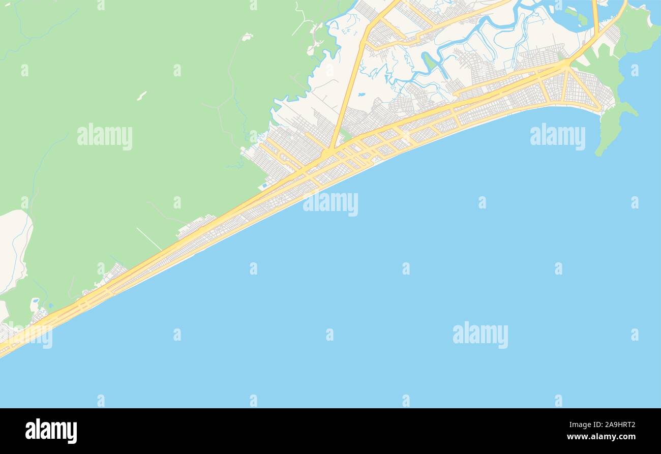 Printable street map of Praia Grande, Brazil. Map template for business ...