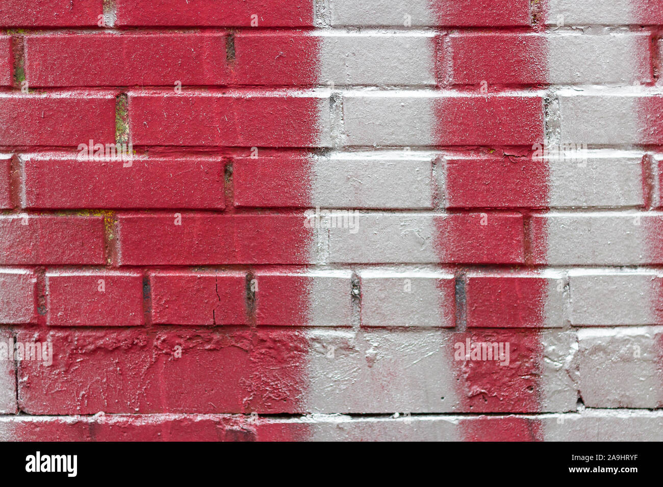 red brick wall splashed with white paint pattern . graffiti texture ...