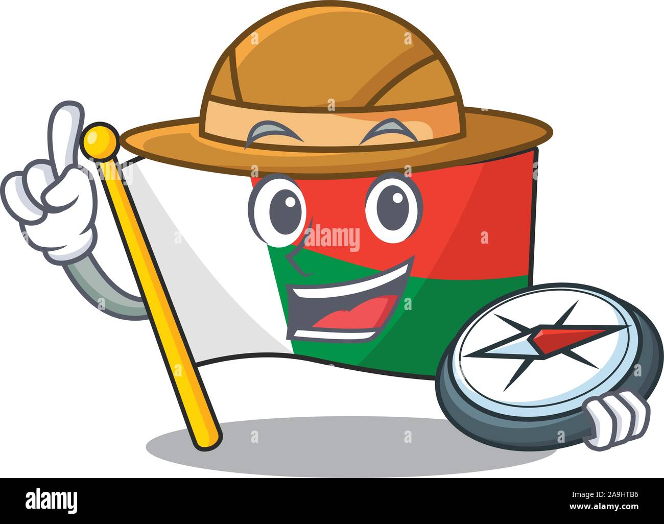 cartoon on the mascot flag madagascar holding compass Stock Vector ...