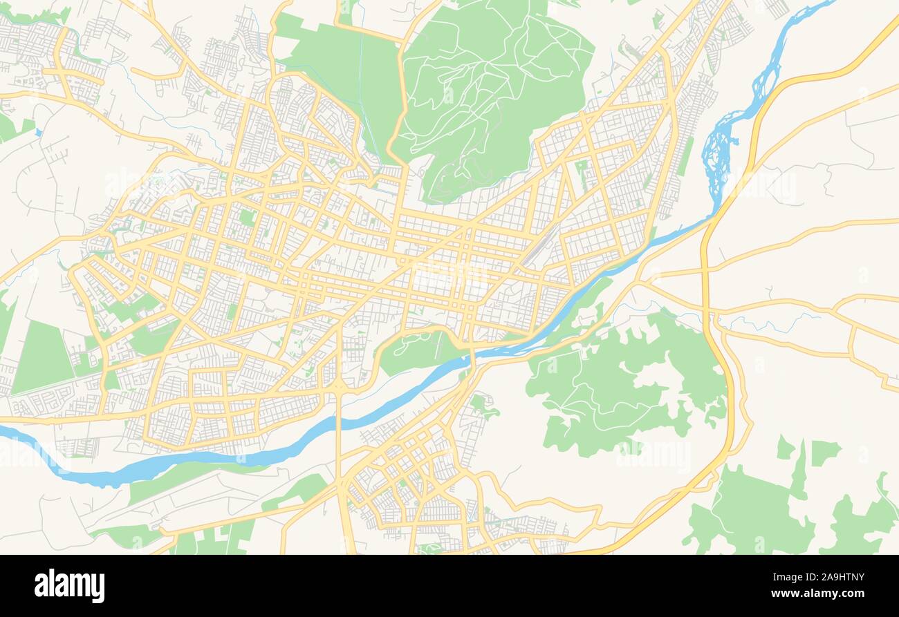 Printable street map of Temuco, Chile. Map template for business use ...