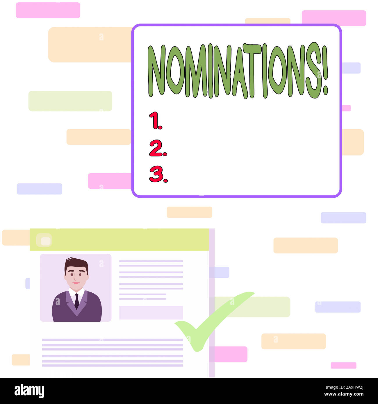 Writing note showing Nominations. Business concept for action of ...