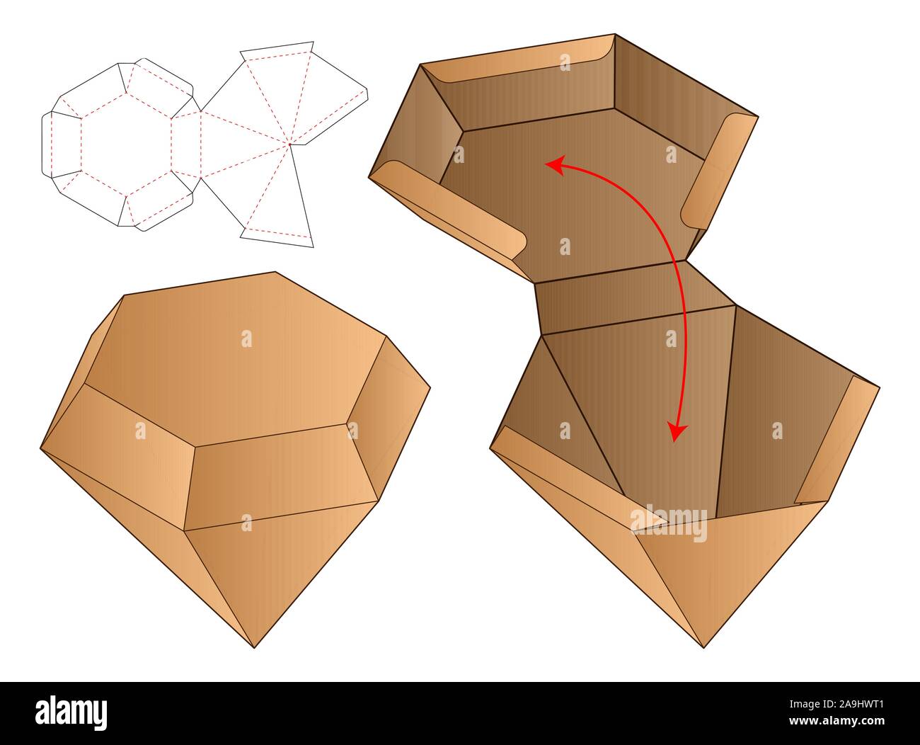 Diamond Shape Box packaging die cut template Stock Vector Image & Art ...
