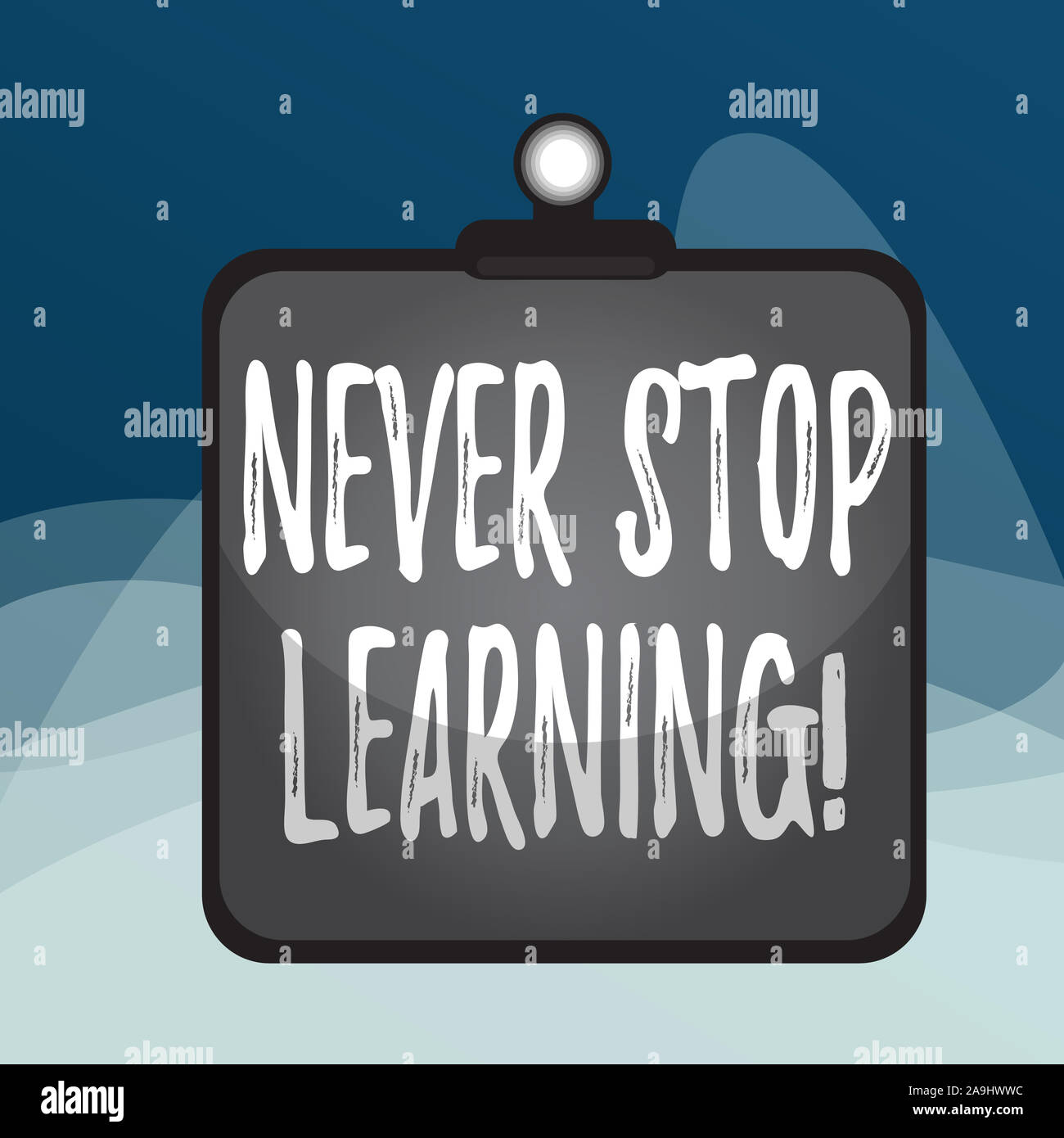 Writing note showing Never Stop Learning. Business concept for keep on ...