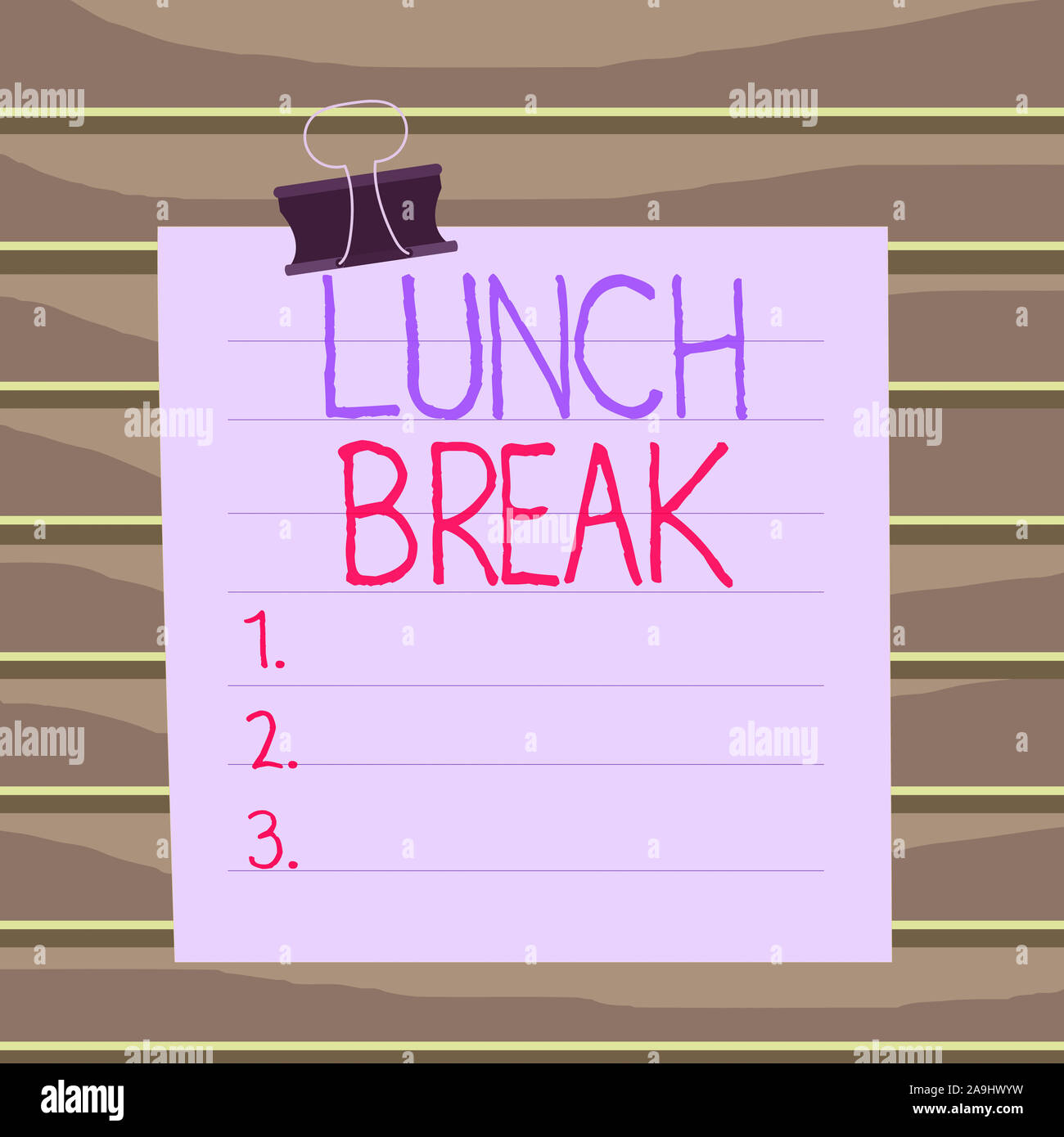 Conceptual hand writing showing Lunch Break. Concept meaning time when ...