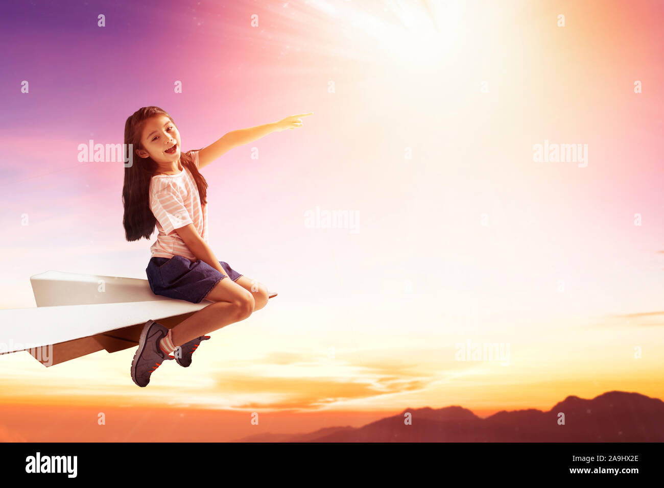 Girl Flying In The Sky