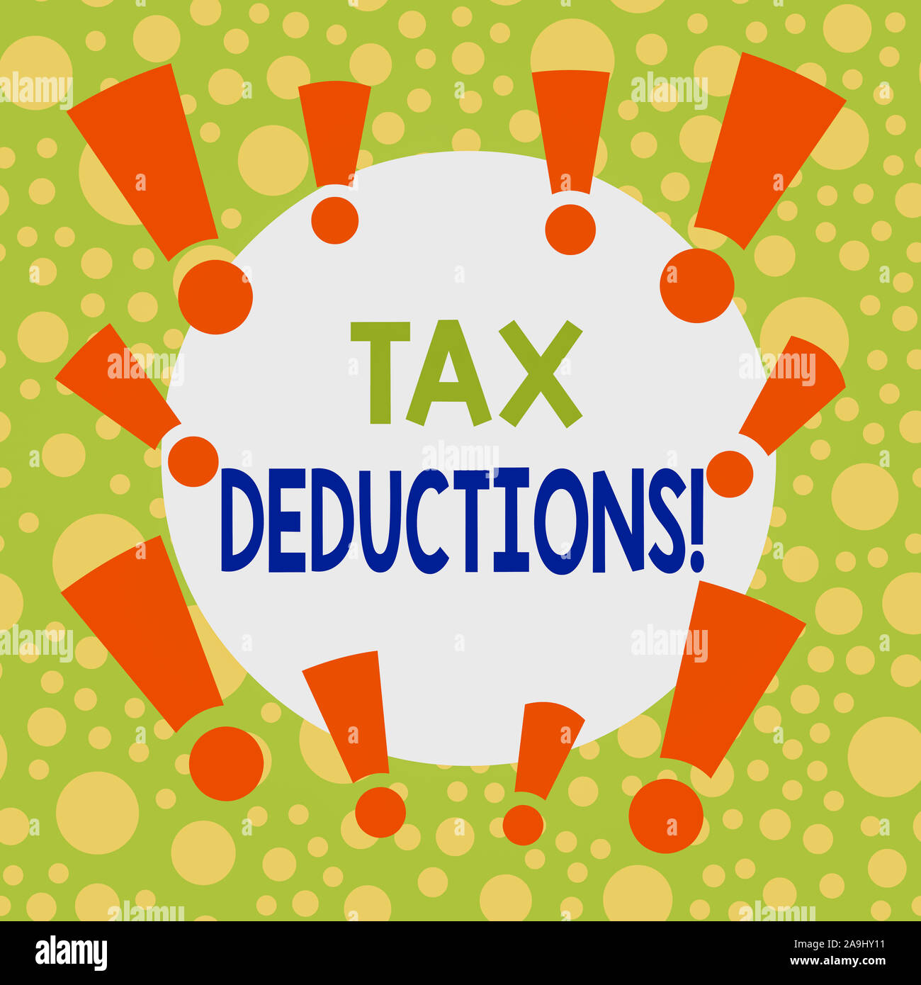 Writing note showing Tax Deductions. Business concept for reduction ...
