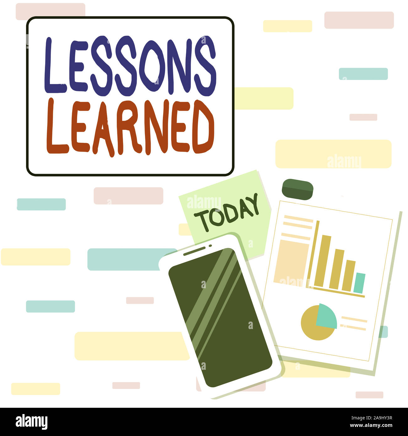 Writing note showing Lessons Learned. Business concept for experiences ...