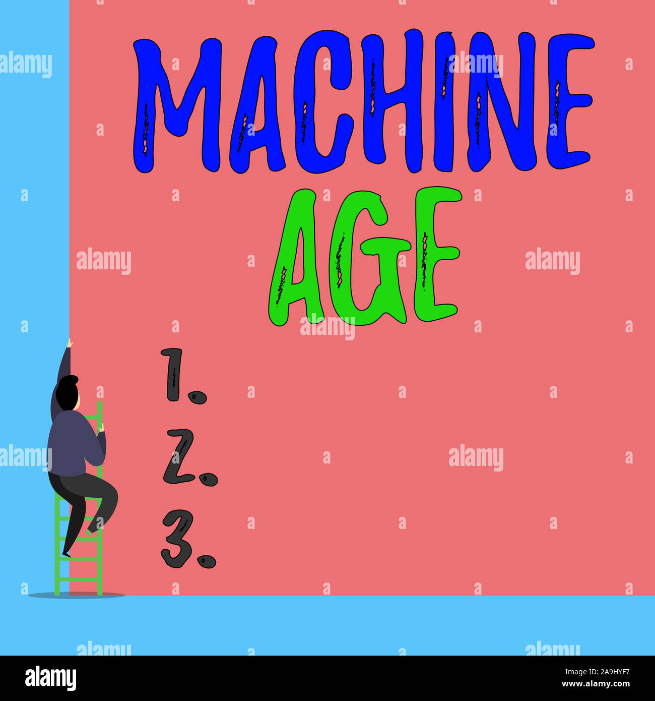 Handwriting text Machine Age. Conceptual photo period of development of ...