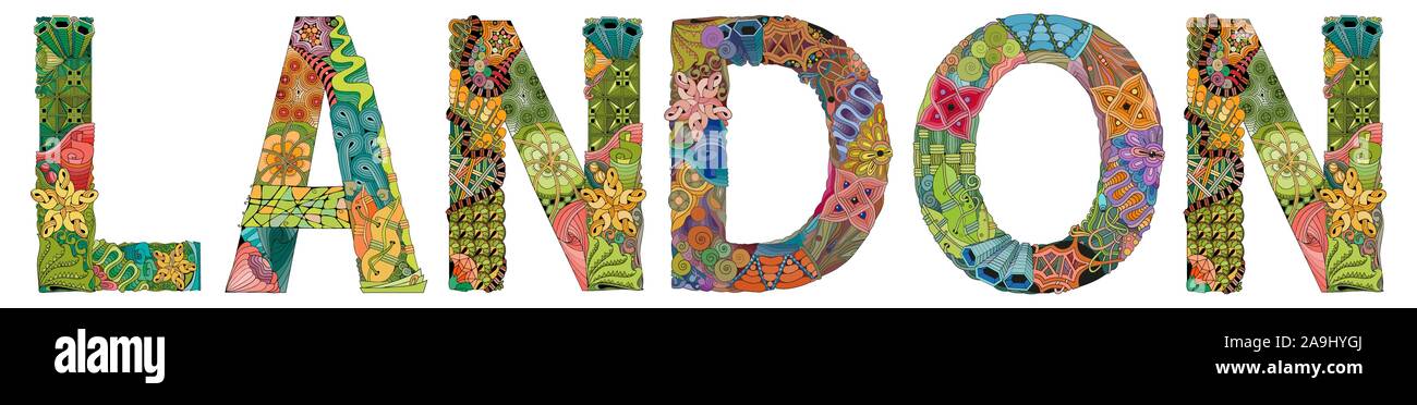 Male name Landon. Vector decorative zentangle object Stock Vector Image ...