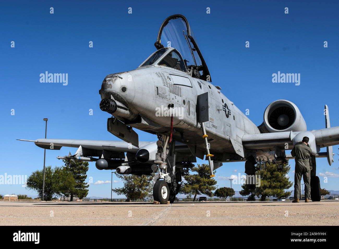 An Airman assigned to the 355th Wing works on an A-10 Thunderbolt II ...