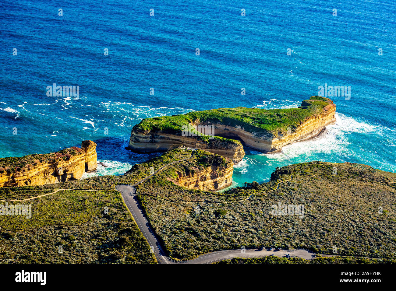 An aerial view of Muttonbird Island, within Port Campbell National Park ...