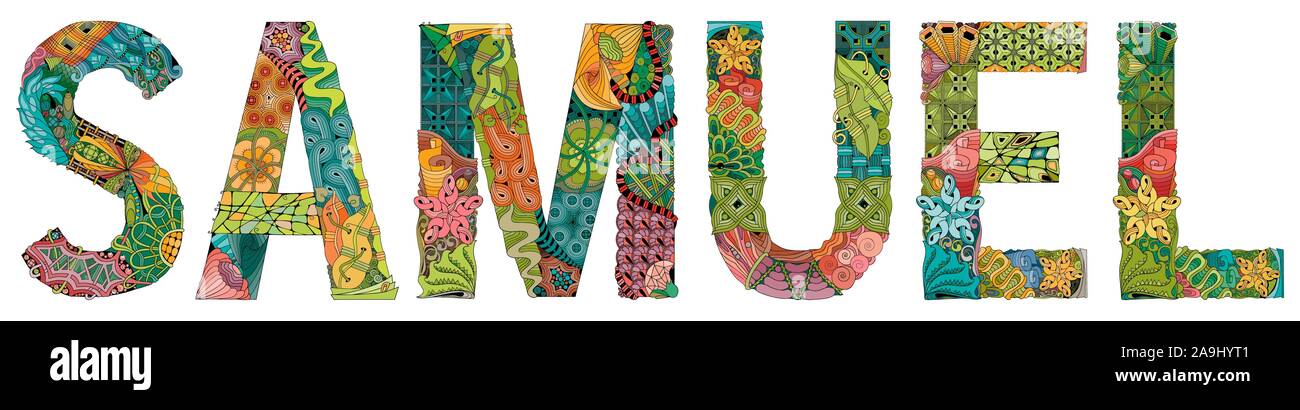 Male name Samuel. Vector decorative zentangle object Stock Vector Image ...
