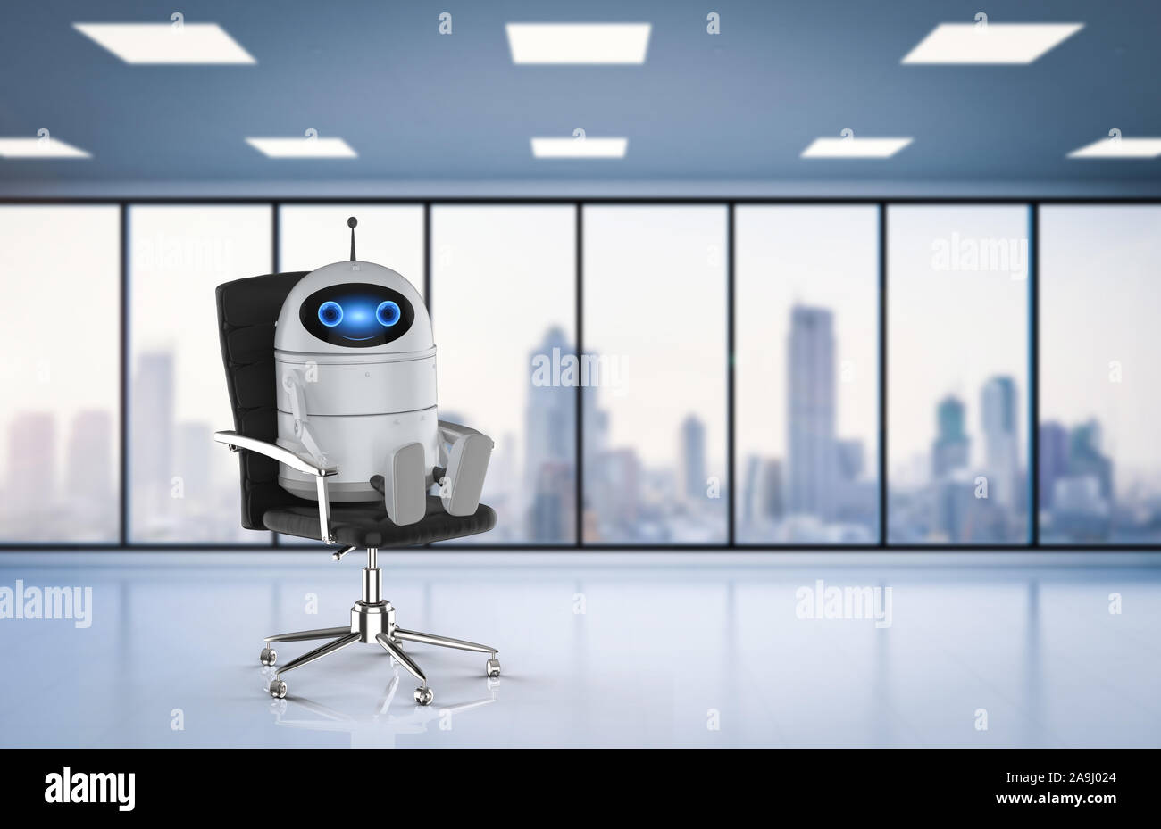 Automation worker concept with 3d rendering android robot or artificial intelligence robot in ...