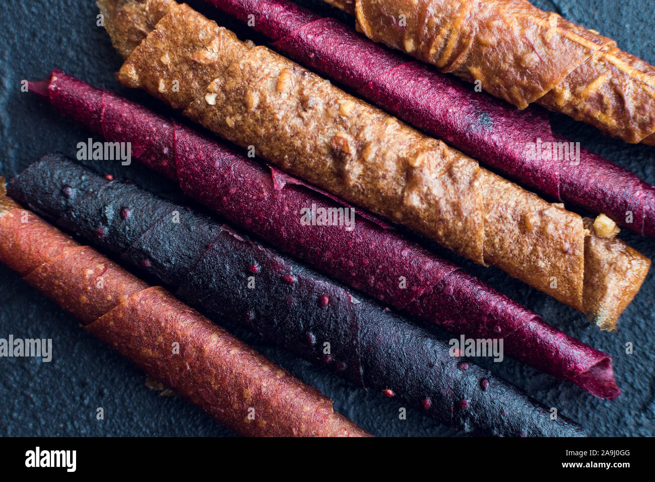 Sweet pureed fruit roll-up pastila. Homemade fruit leather of apple ...