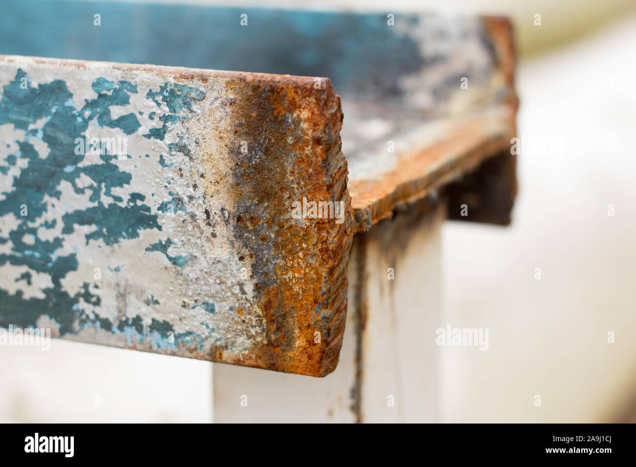Rust and corrosion of metals.Corrosive rust in the cut of old thick ...