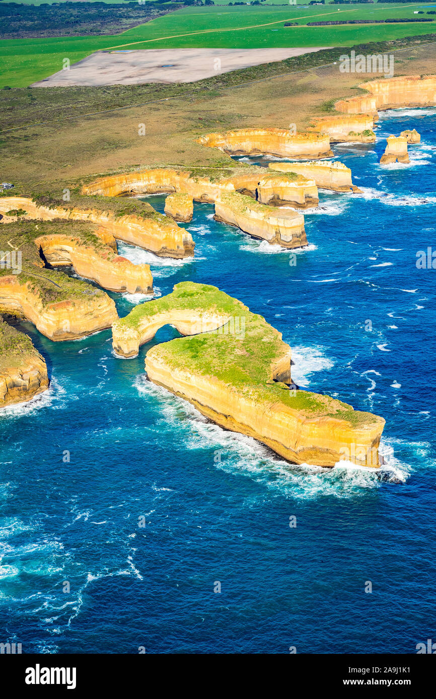 An aerial view of Muttonbird Island, within Port Campbell National Park ...