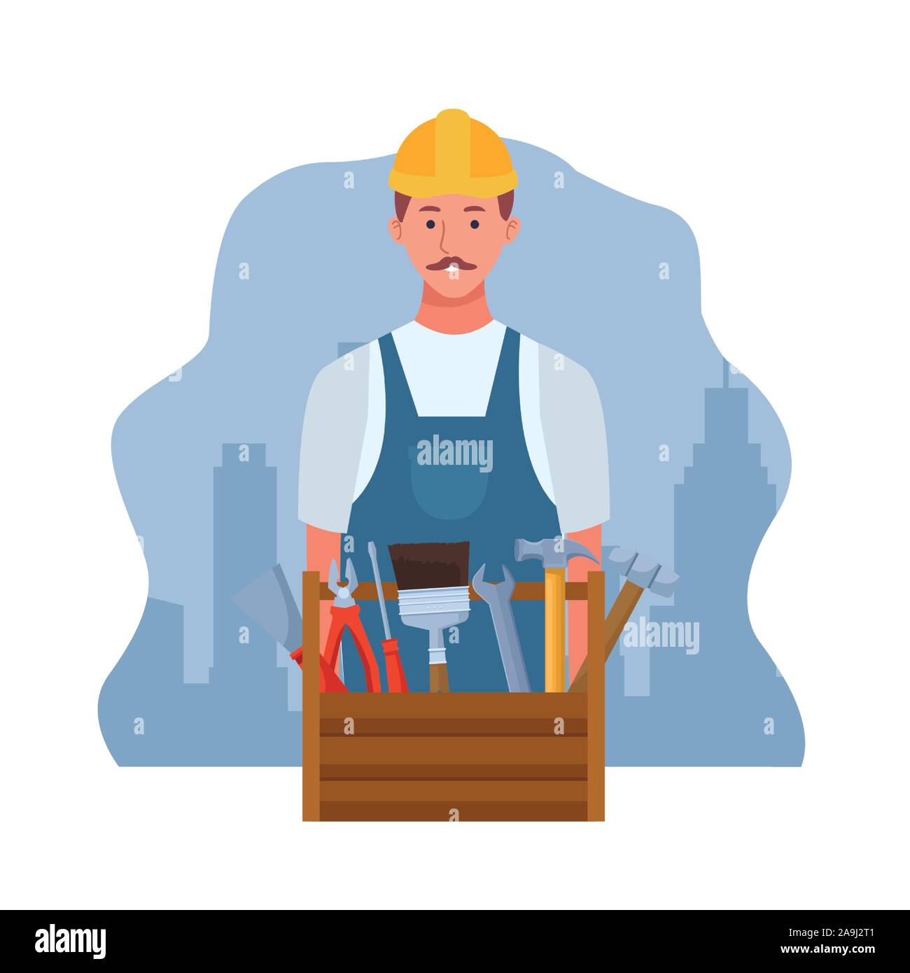 cartoon repair man and tools box, colorful design Stock Vector Image ...