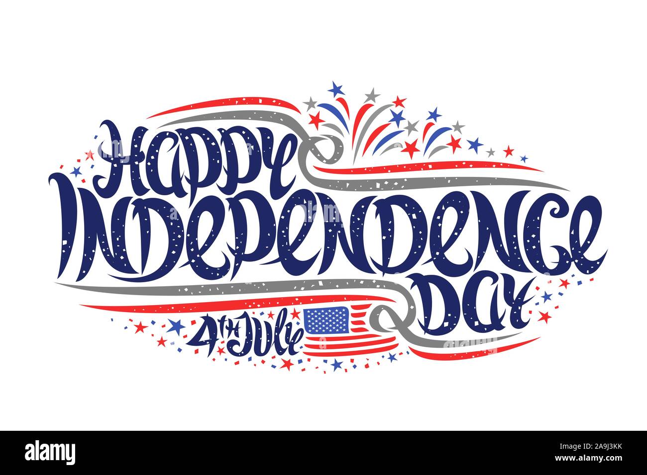 Vector greeting card for Independence Day, poster with cartoon ...