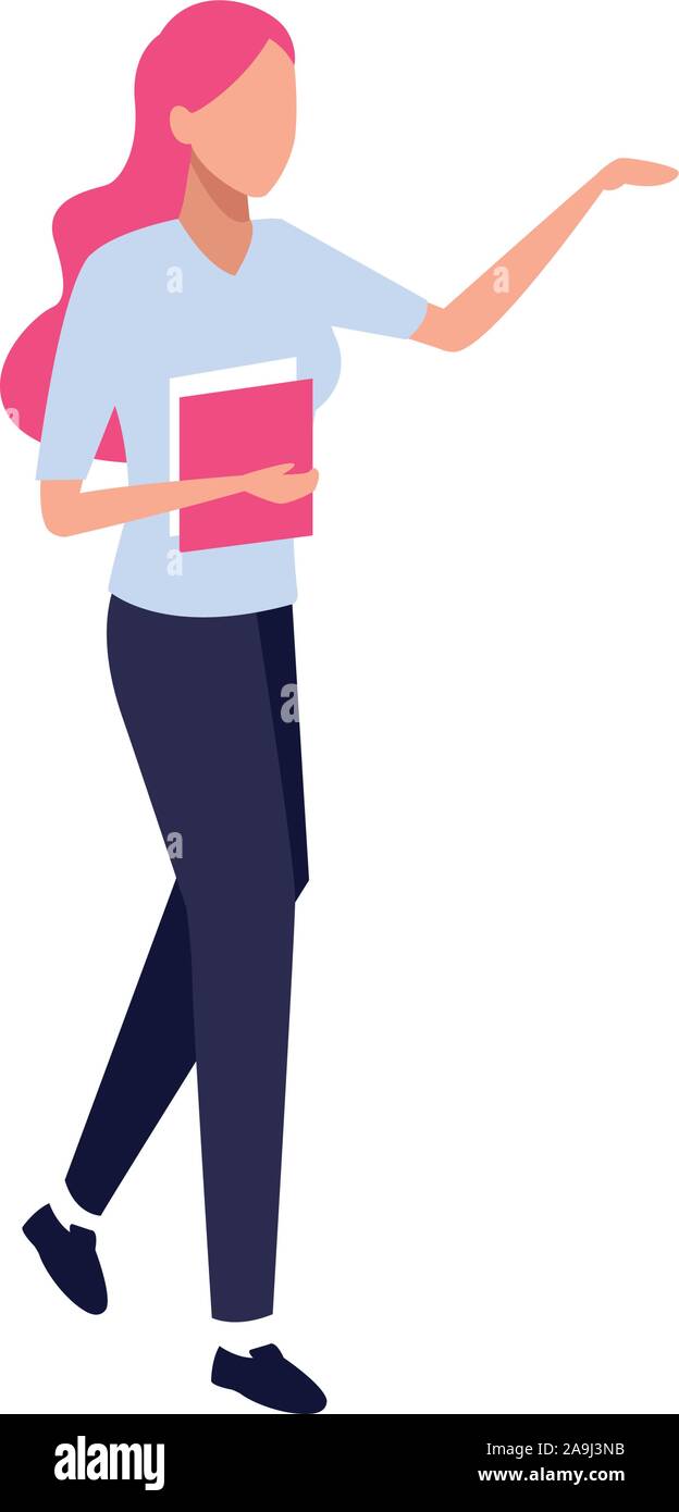 avatar business woman holding documents, flat design Stock Vector Image ...