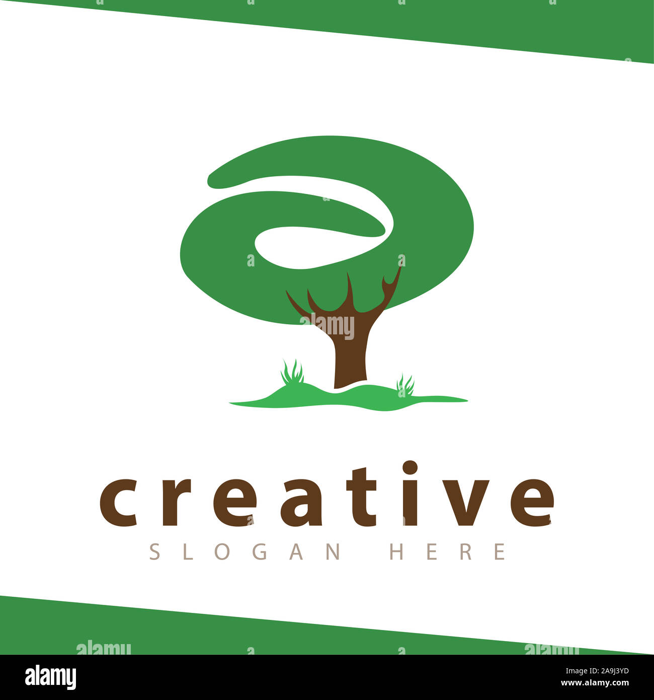 A Letter tree green logo vector template Stock Photo - Alamy