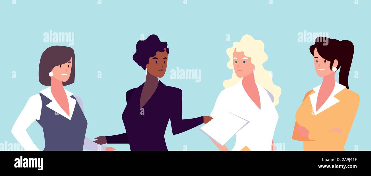 set of businesswomen with various views, poses and gestures vector ...