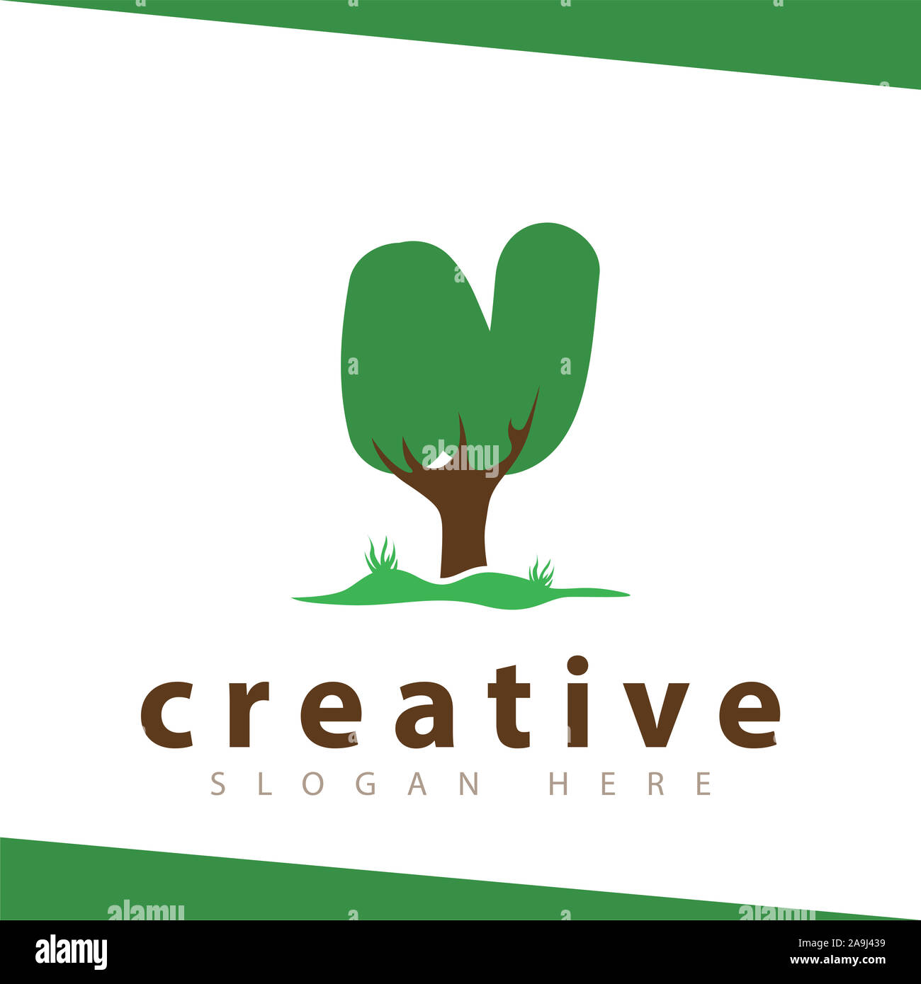 N Letter tree green logo vector template Stock Photo - Alamy