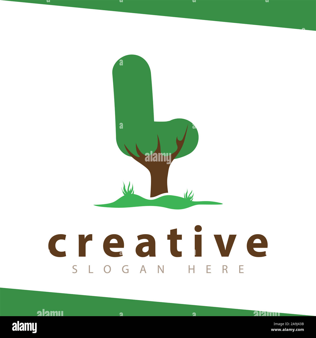 L Letter tree green logo vector template Stock Photo - Alamy