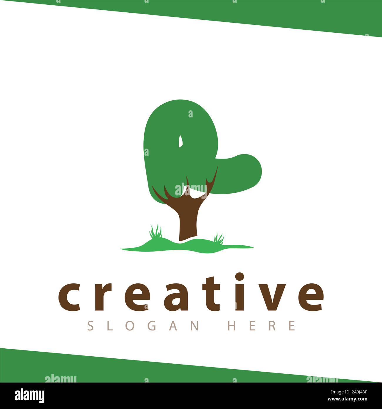 R Letter tree green logo vector template Stock Photo - Alamy