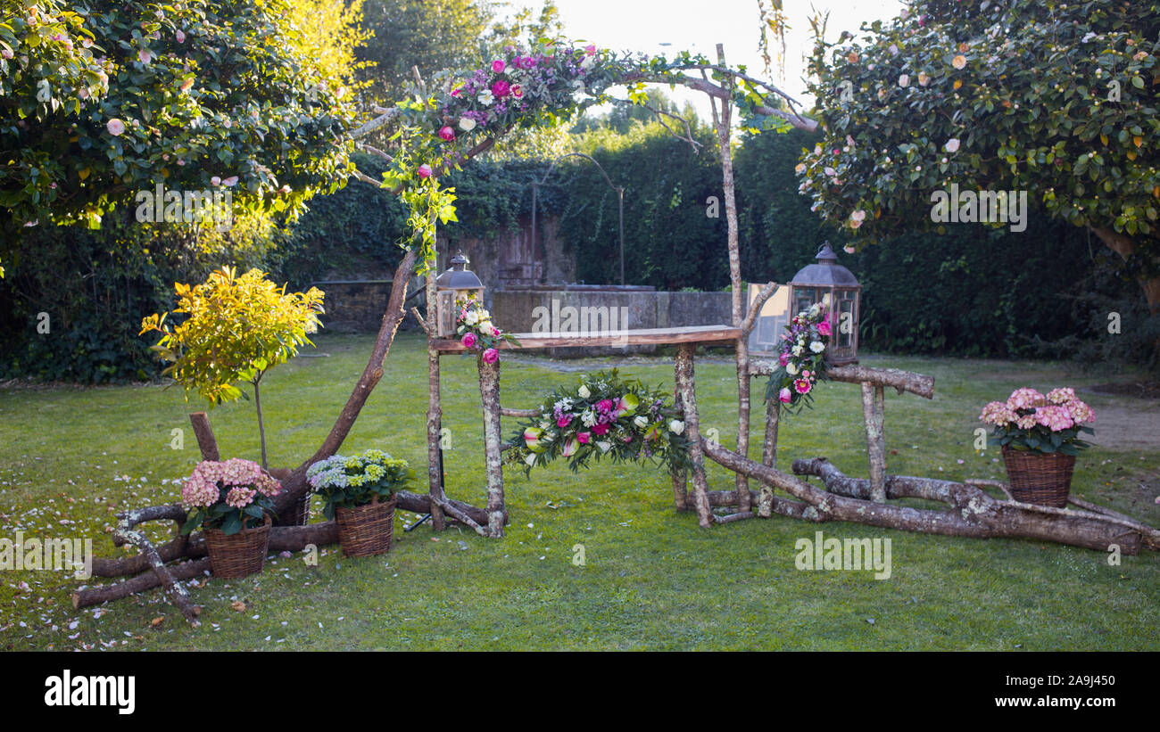A flower arch amid an incredibly beautiful nature Stock Photo - Alamy