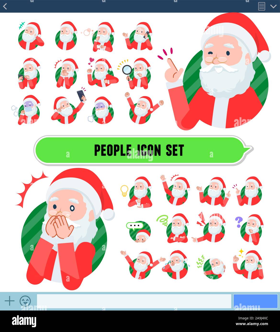 A set of Santa Claus with expresses various emotions on the SNS screen ...