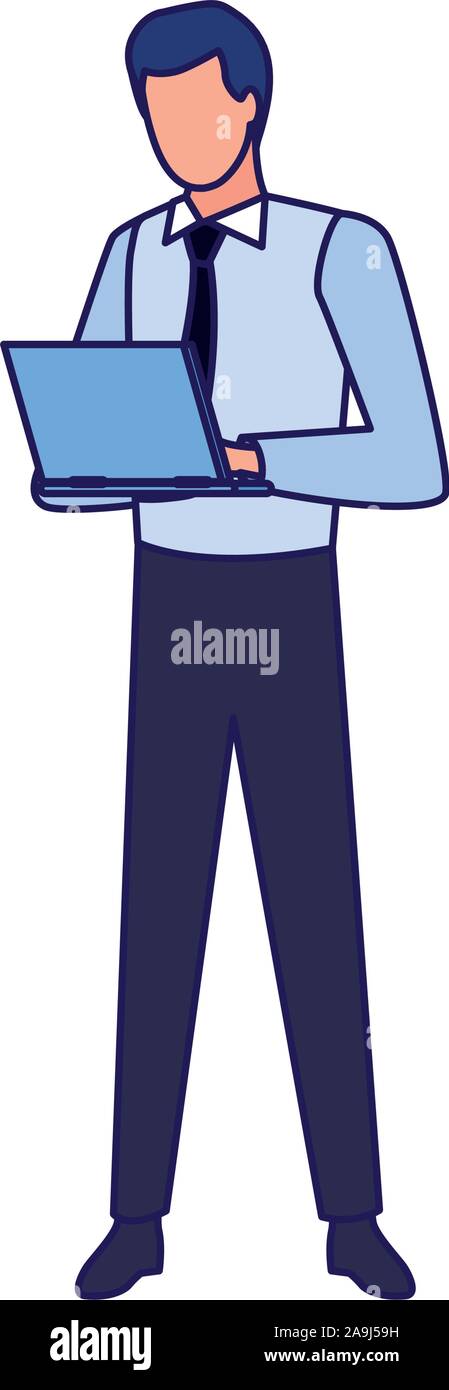 avatar businessman with laptop computer Stock Vector Image & Art - Alamy