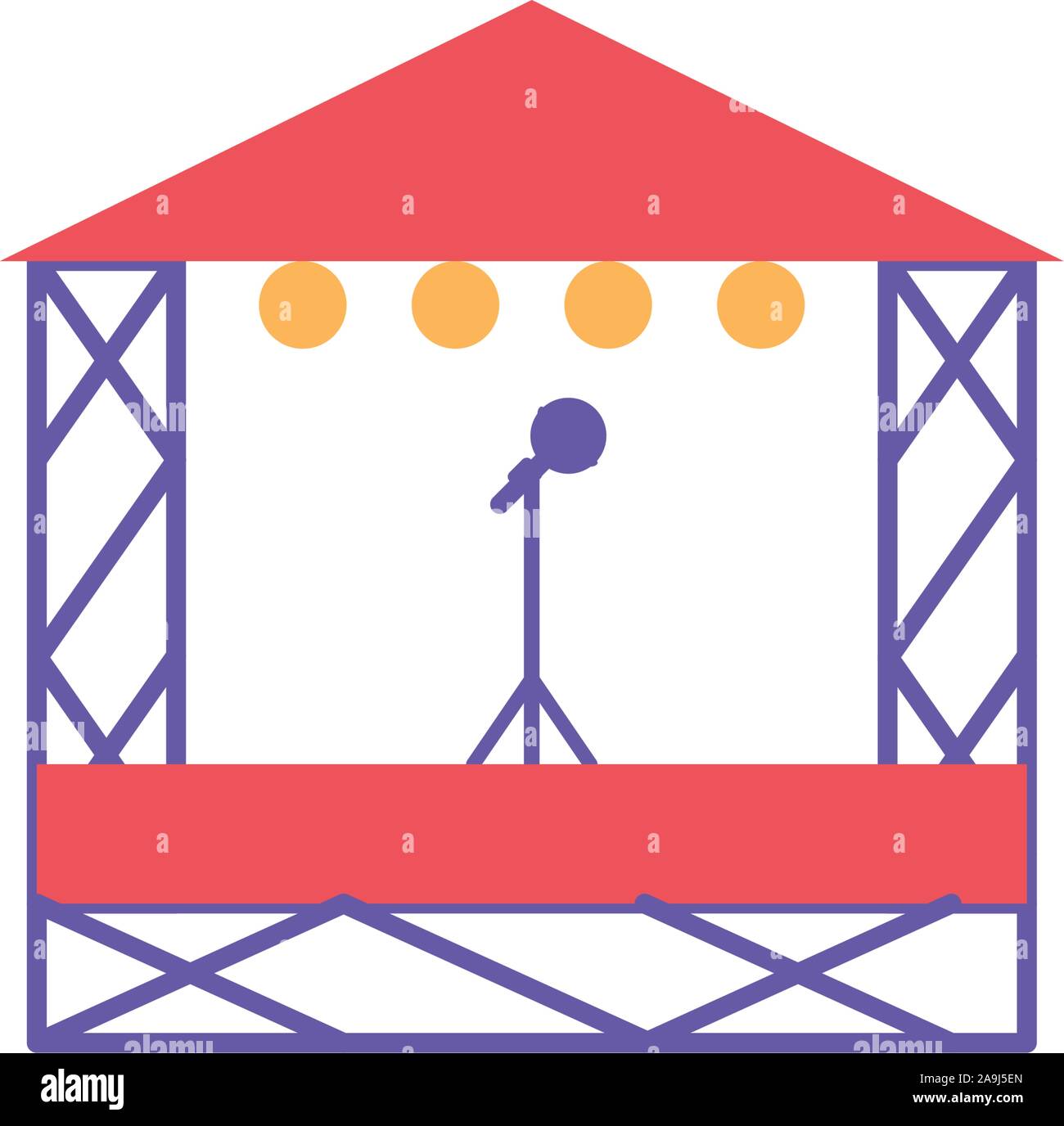 stage with microphone on white background vector illustration design ...