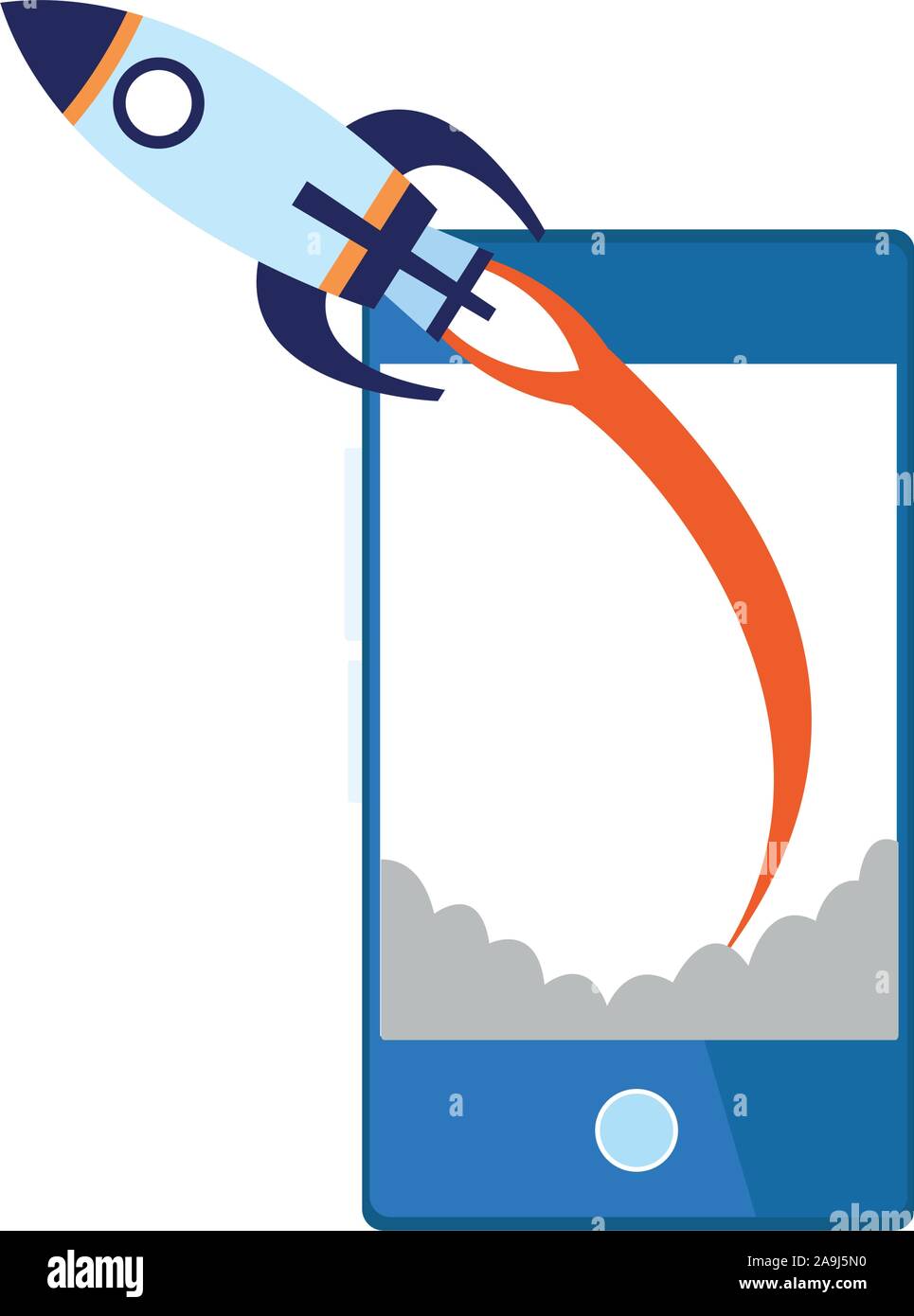 rocket and smartphone device icon, colorful design Stock Vector Image ...