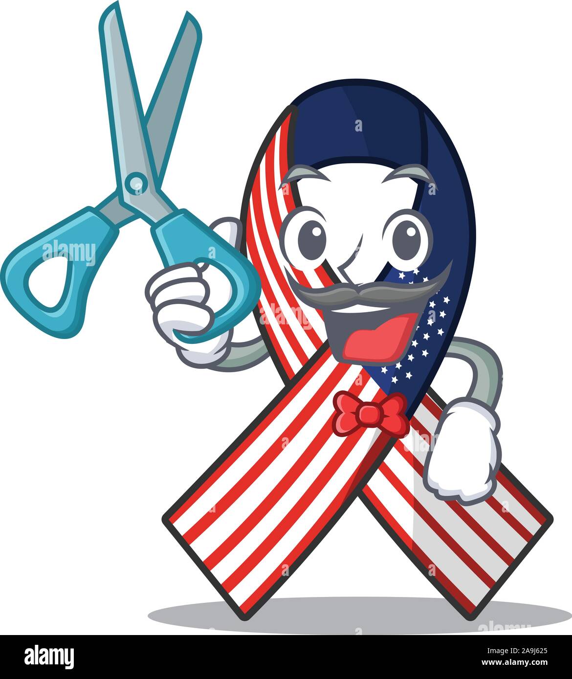 Cartoon usa ribbon with the barber character Stock Vector Image & Art ...