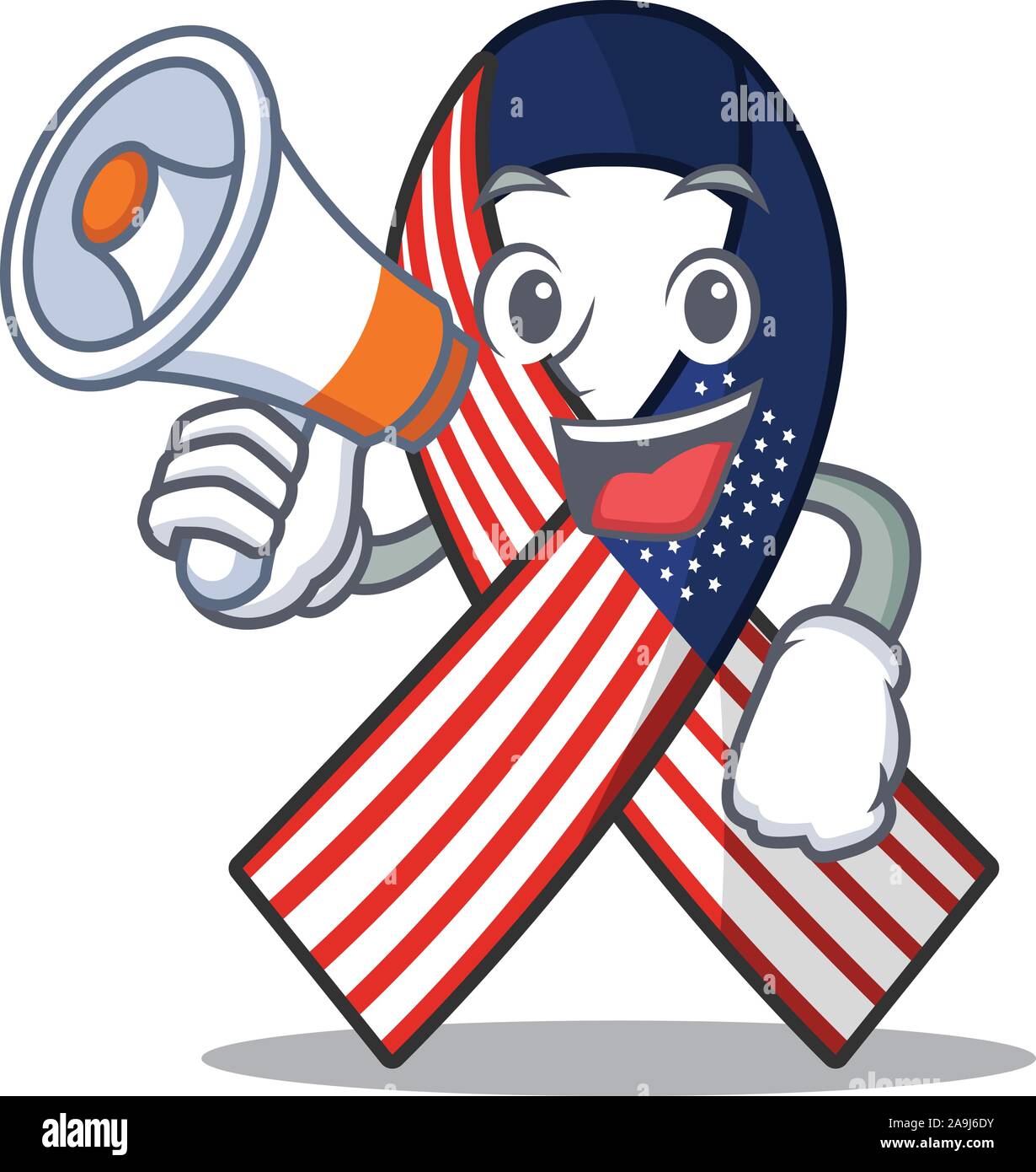 Cartoon usa ribbon with the with holding megaphone character Stock ...