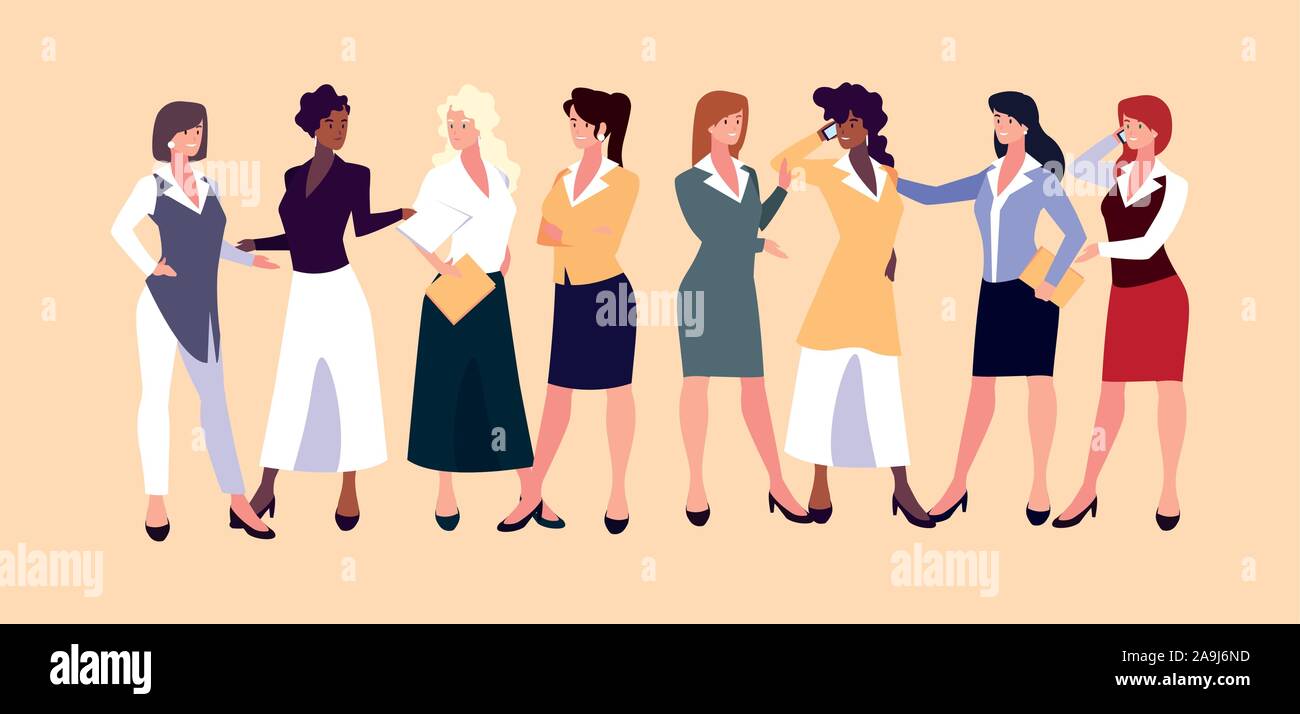 set of businesswomen with various views, poses and gestures vector ...