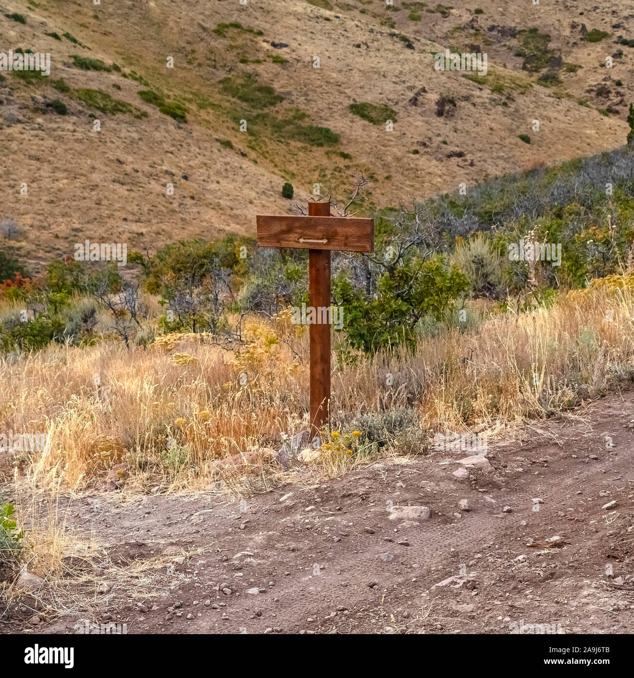 Square frame Signboard on a hiking trail in Utah wilderness Stock Photo ...