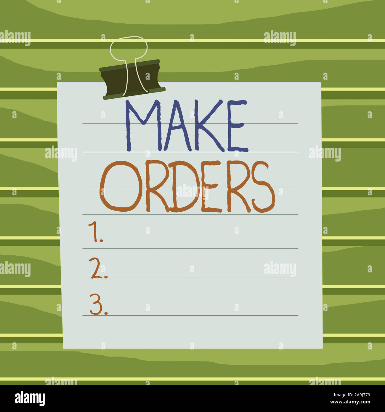 Conceptual hand writing showing Make Orders. Concept meaning A ...