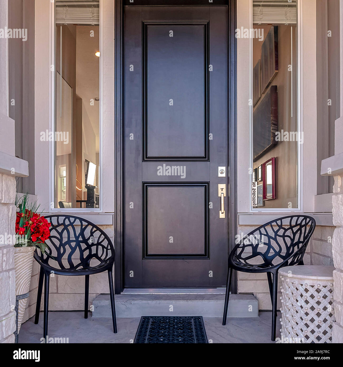 Square Path leading to front door of a residential house Stock Photo ...