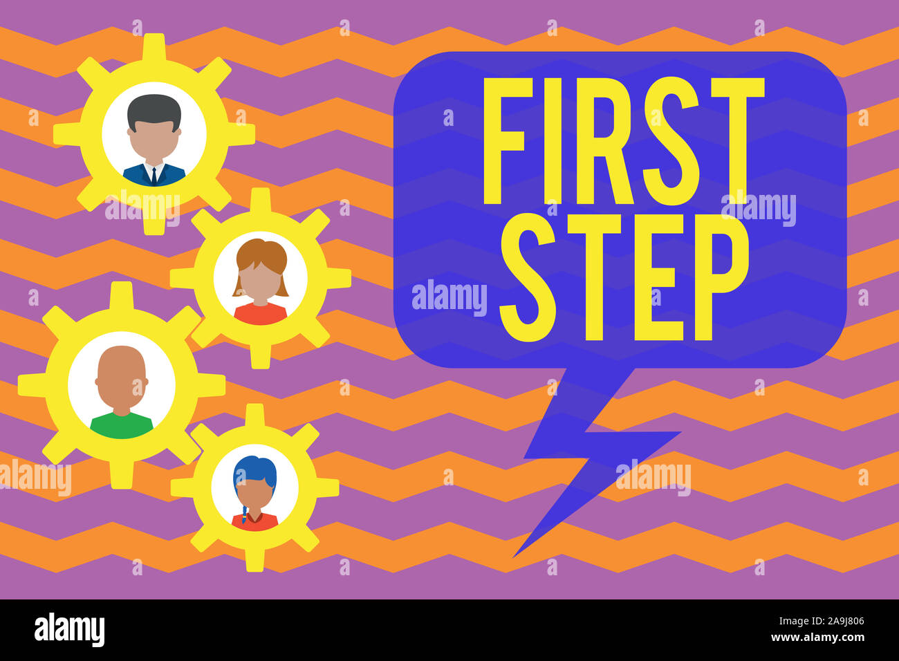Conceptual hand writing showing First Step. Concept meaning The first ...