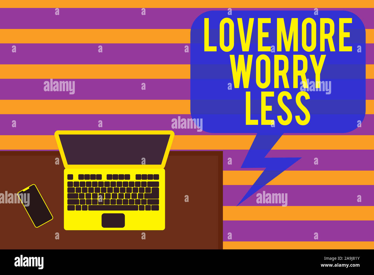 Writing note showing Love More Worry Less. Business concept for Have a ...