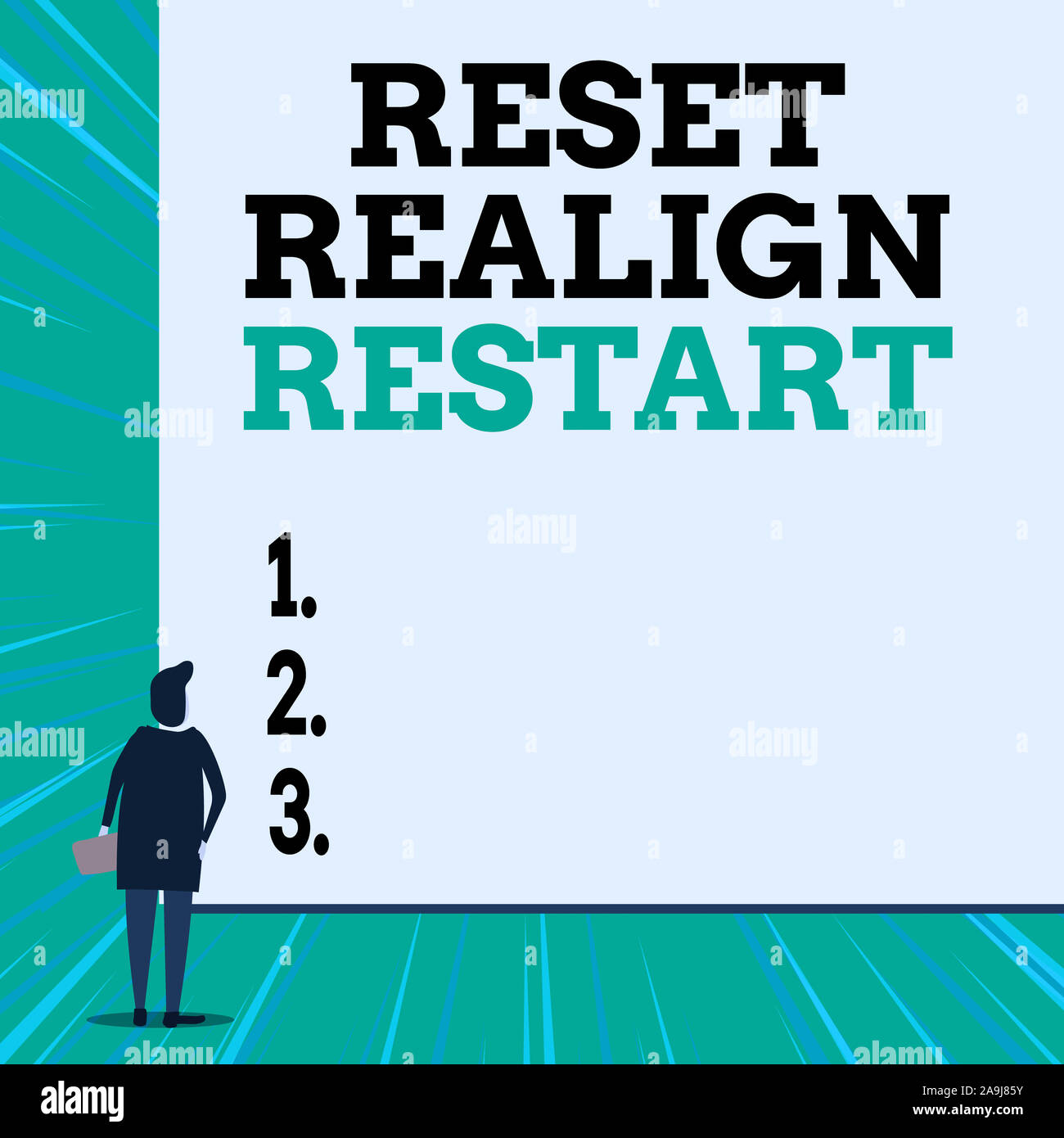 Writing note showing Reset Realign Restart. Business concept for Life ...