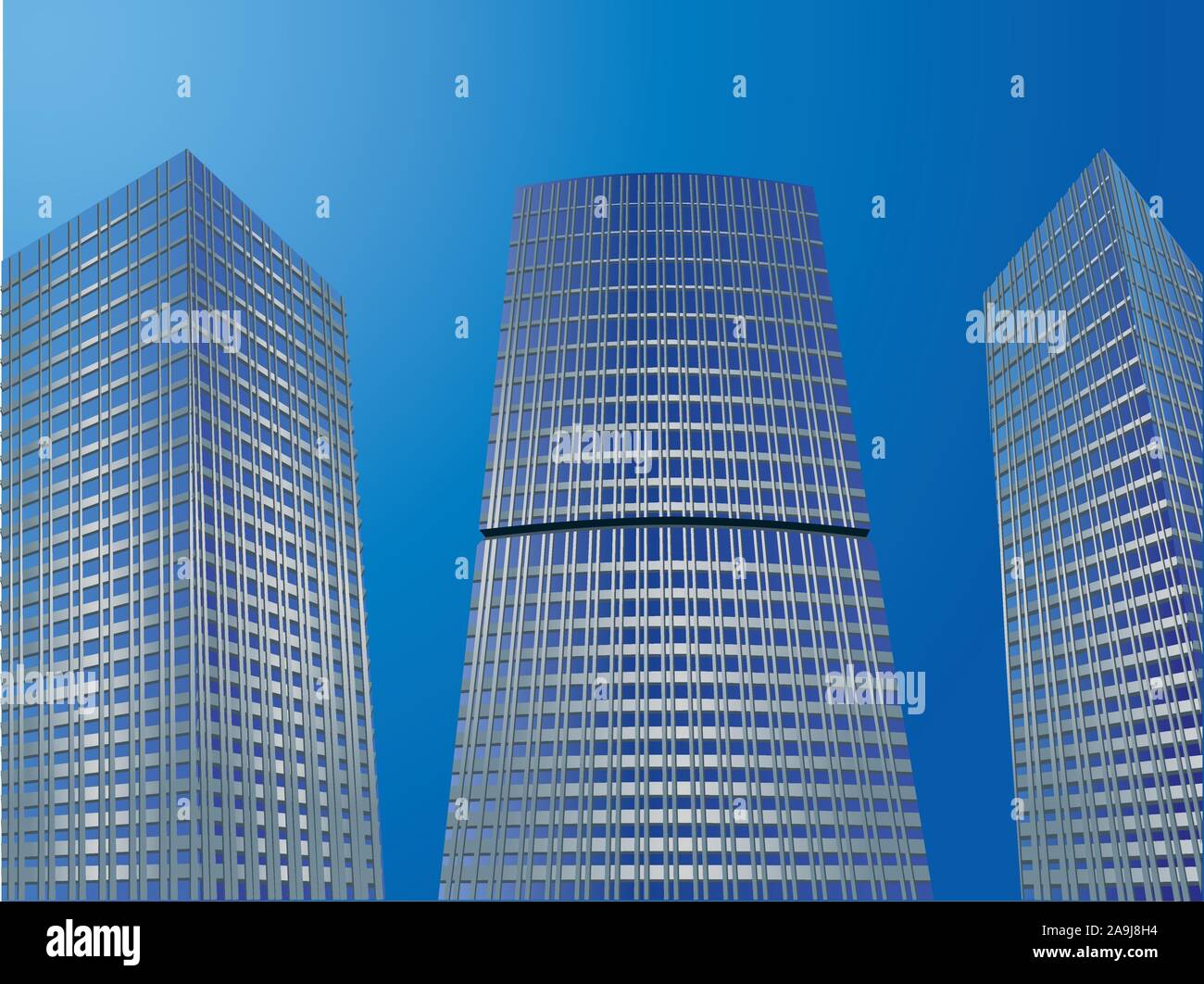 Three modern buildings over blue sky background Stock Vector Image ...