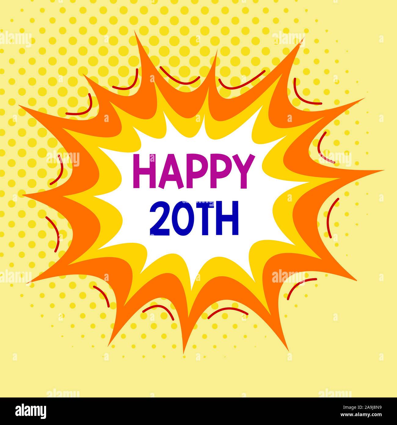 Word writing text Happy 20Th. Business photo showcasing a joyful ...