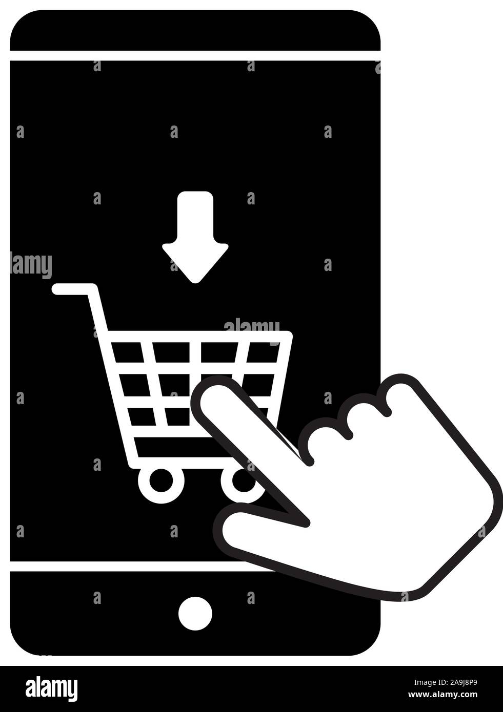 smartphone with shopping cart icon Stock Vector Image & Art - Alamy